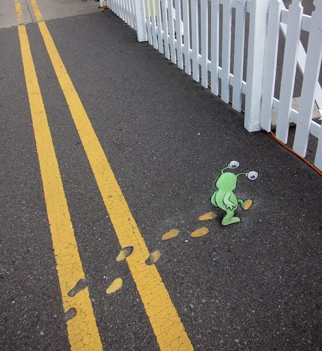 Cute Sluggo Chalk Art by David Zinn (30 pics) | Daily Fun Pics