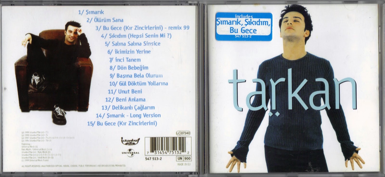 TARKAN CD-PLAK-KASET: Tarkan - Tarkan (1999-CD) (Katalog No:547 513-2 ...
