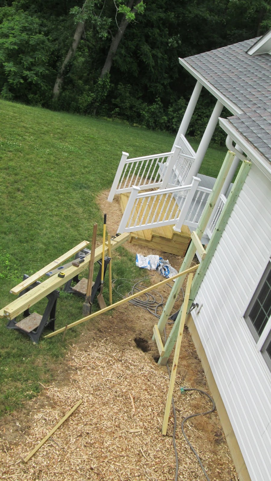 The House on Hilltop Farm: Main Porch Steps & Trellises