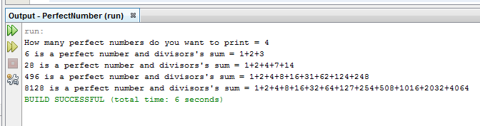 Programmer Workspace Program In Java To Find Perfect Numbers