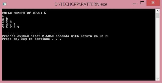 C++ Program to display alphanumeric triangle [DEVCPP/GCC] - TECHCPP