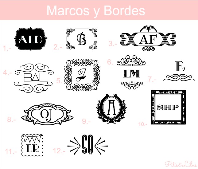 Pitis and Lilus: 20 TIPOS DE LETRA, MARCOS Y BORDES PARA MONOGRAMAS