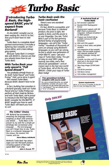 Rétro Scan: Borland Turbo Basic (1987)