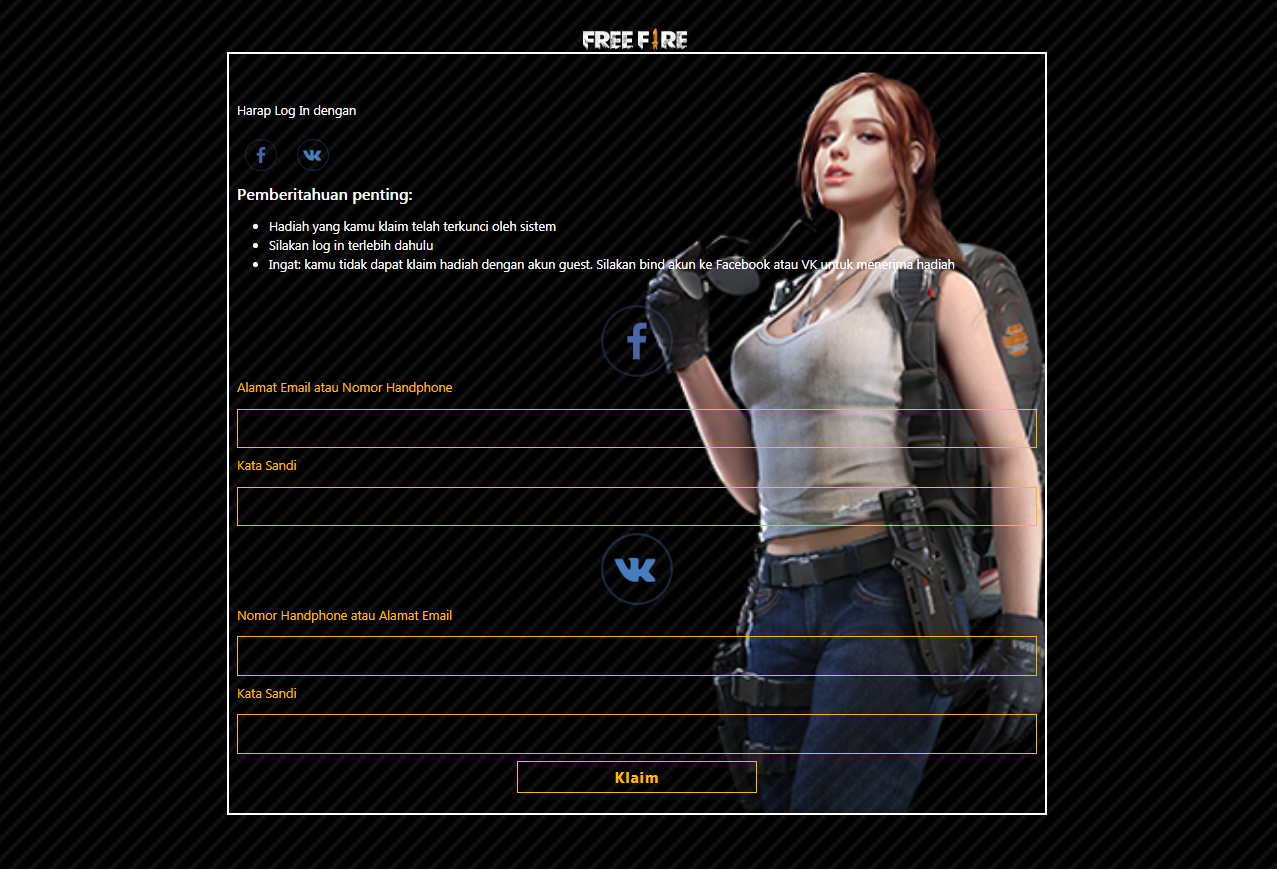 Script Phising Garena Free Fire - tes edit template