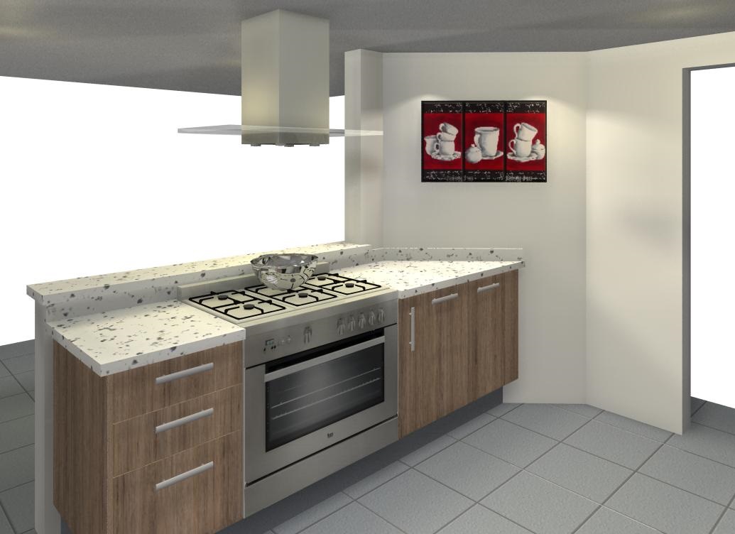 INSTALA acciones: MELAMINA ROBLE SANTANA TEXT (masisa) COCINA EN PEDREGAL