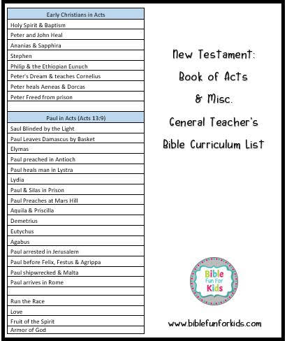 Bible Lesson List for Teachers | Bible Fun For Kids
