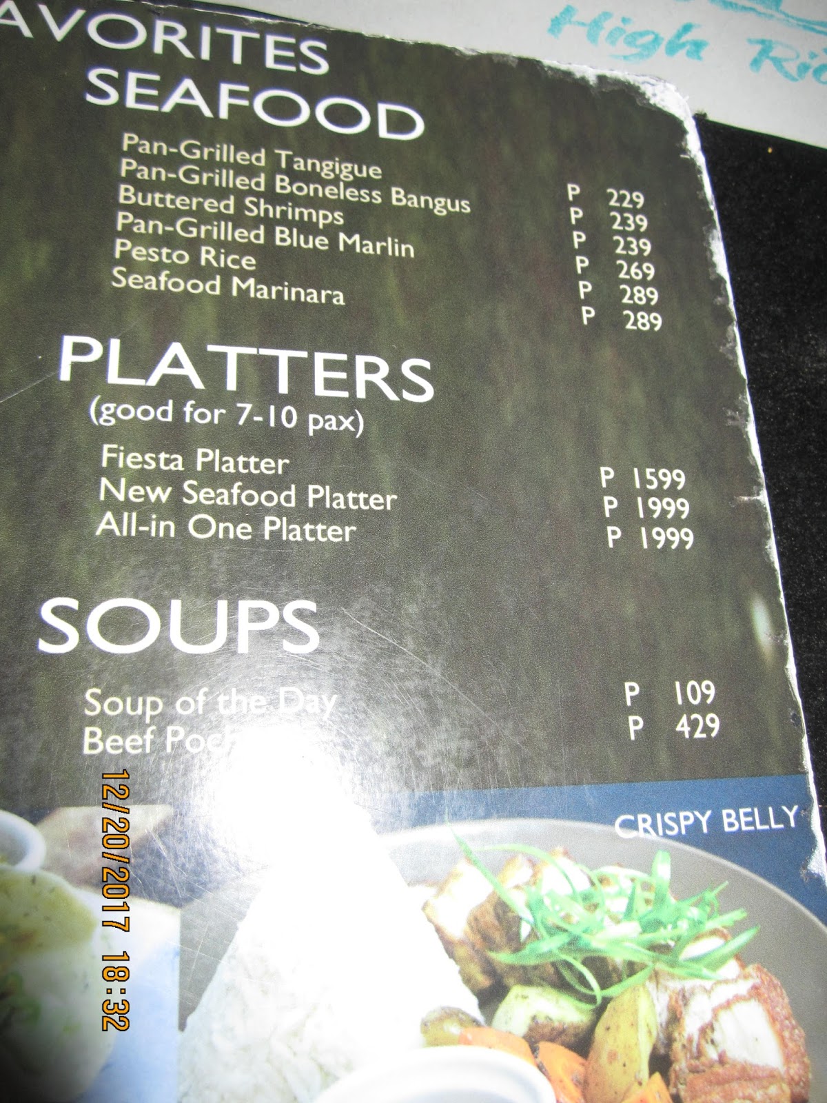 High Ridge Cagayan De Oro City Menu 2017