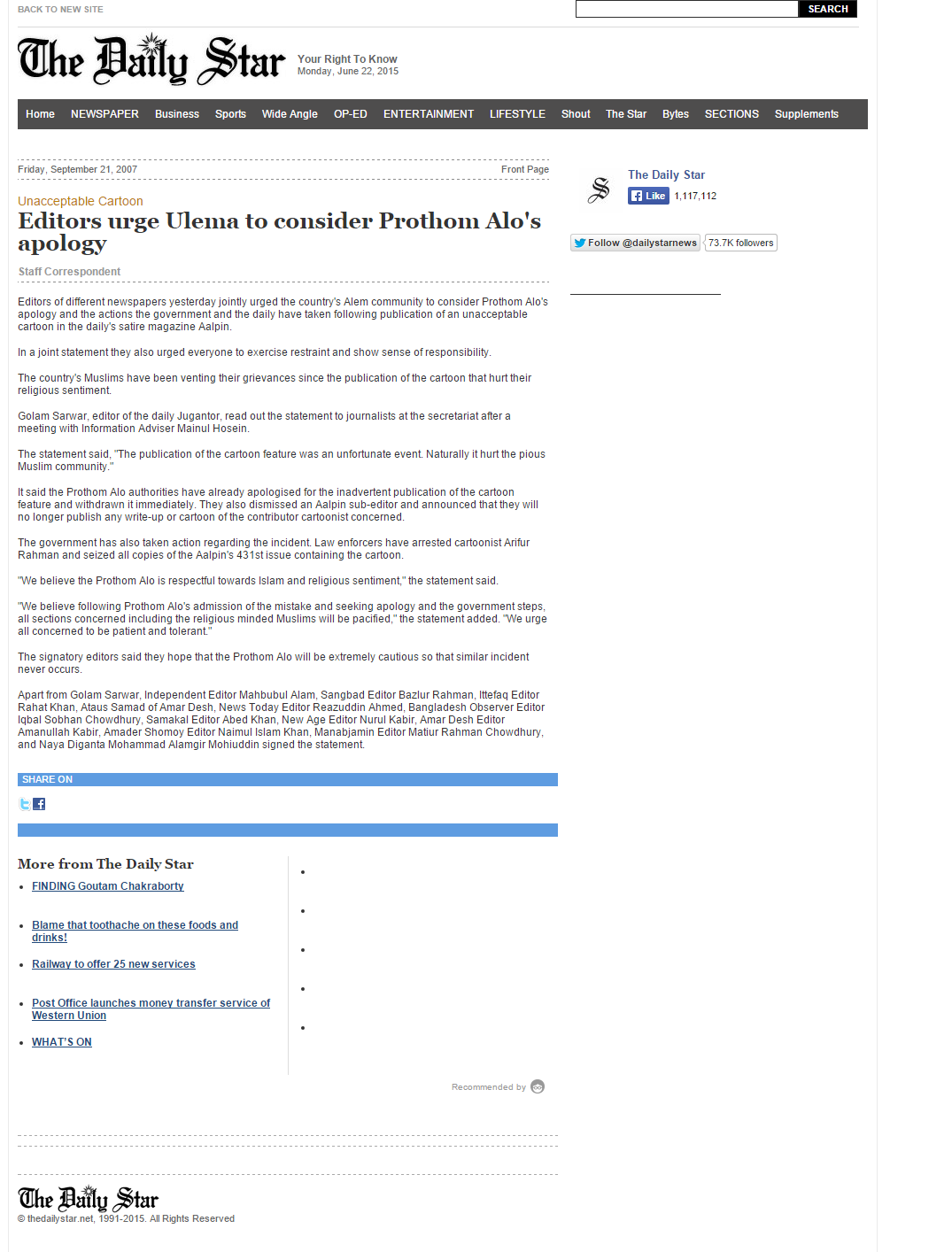 Cartoonist Arifur Rahman related documents in Wikileaks - Cartoonist ARiF
