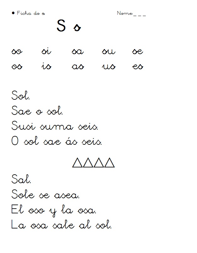 olla polo buratiño: Ficha lectura, letra s