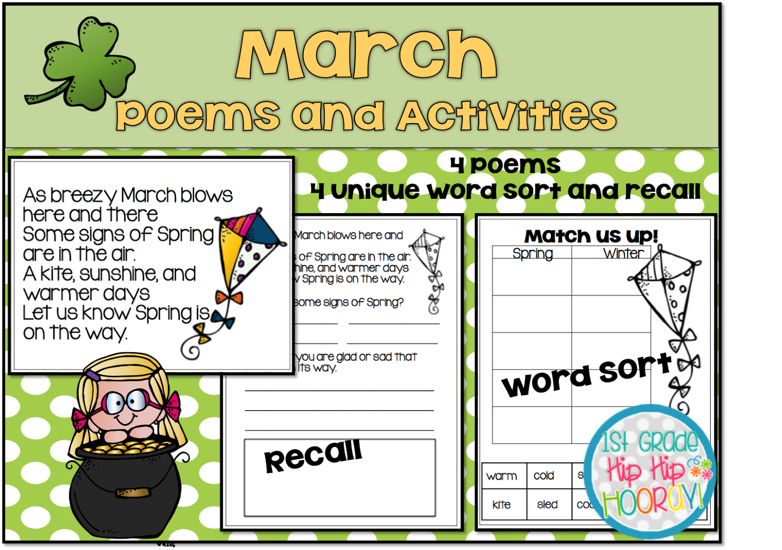 1st Grade Hip Hip Hooray!: March Poems and Activities