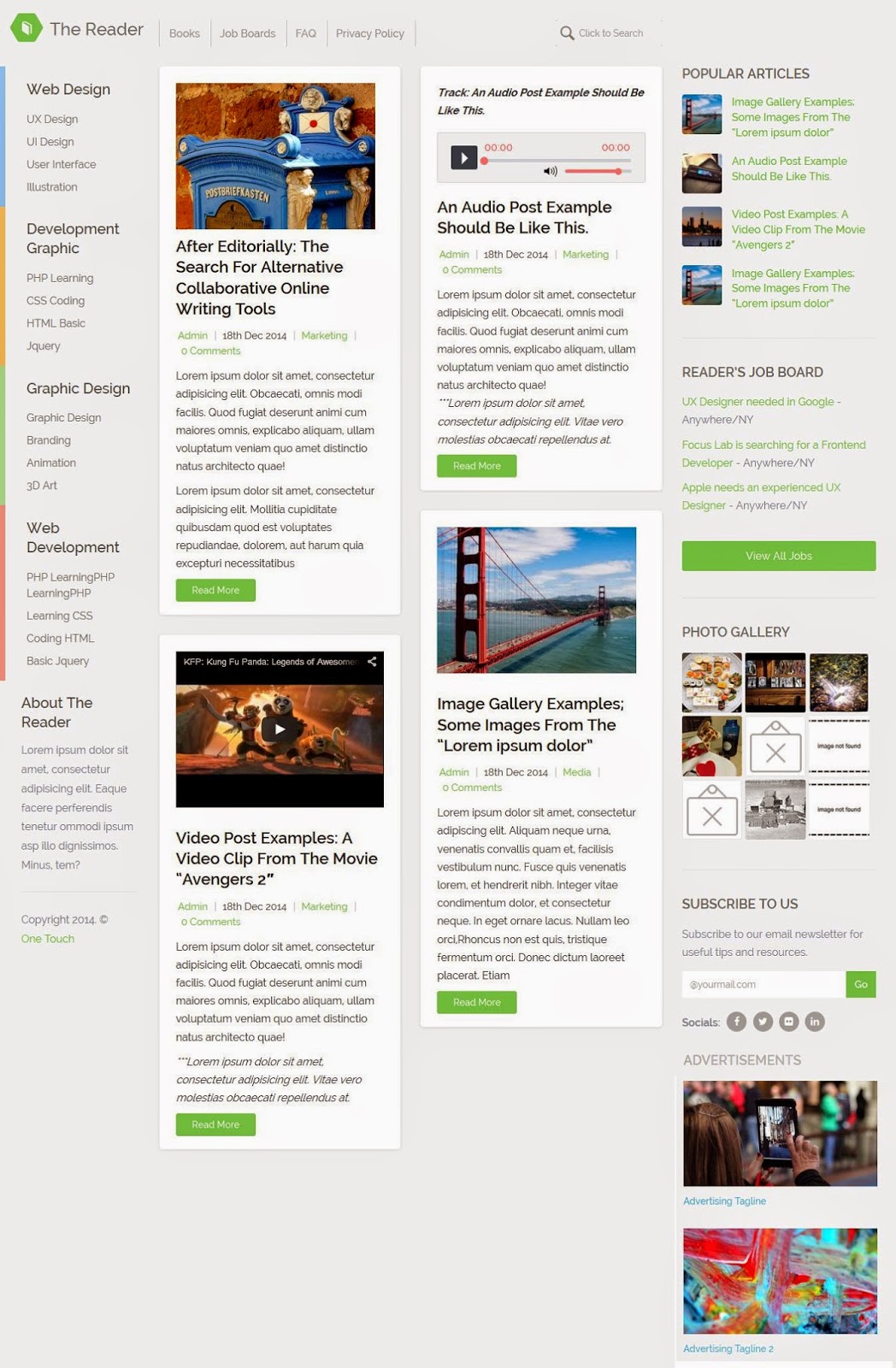 The Reader Responsive WordPress Minimal New Blog Template - Download ...