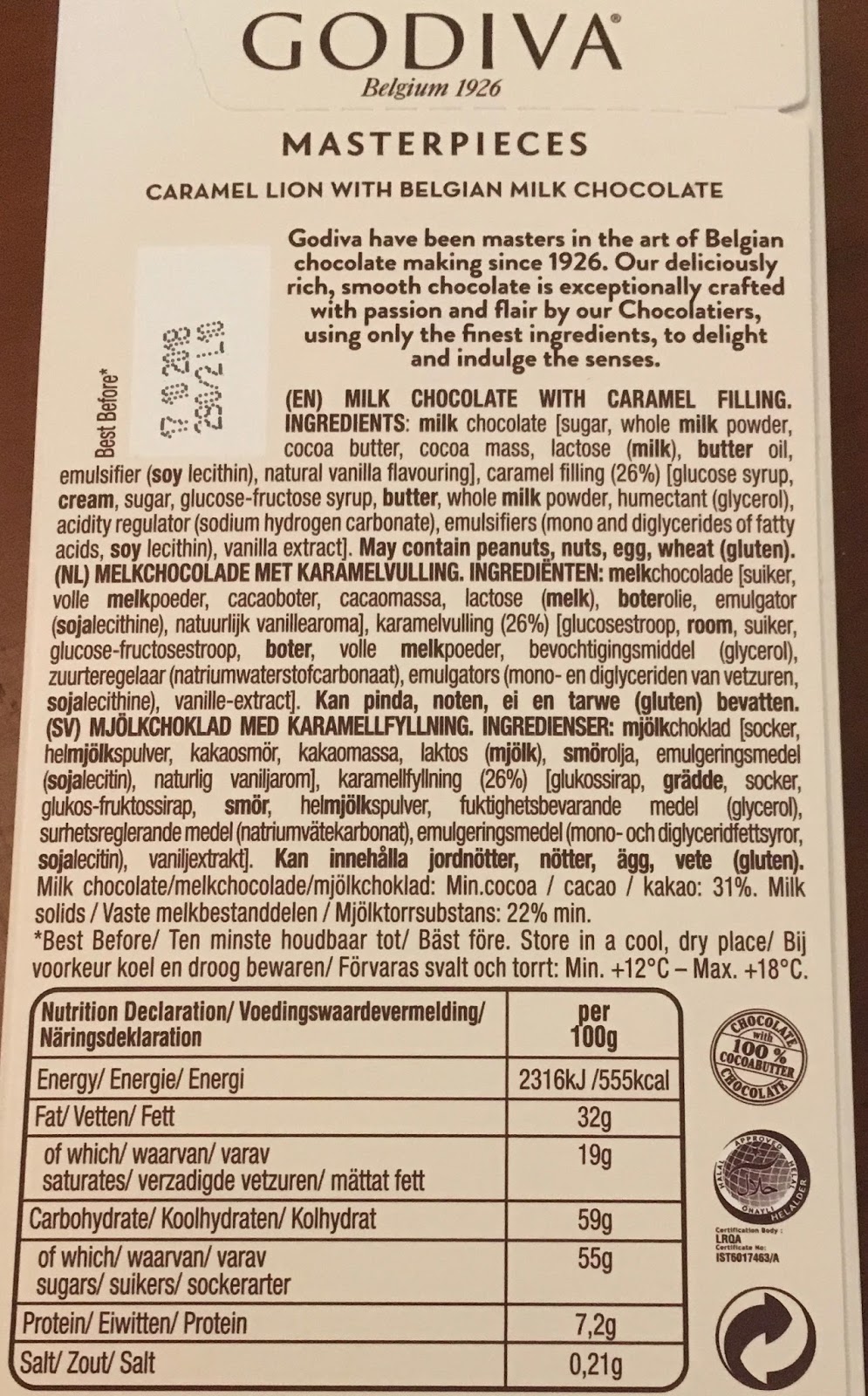 FOODSTUFF FINDS: Godiva Caramel Lion with Belgian Milk Chocolate ...