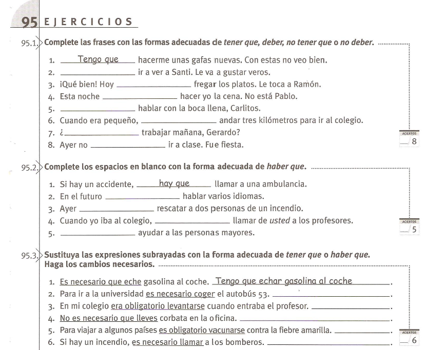 Español: Tener que, Hay que. Infinitivo