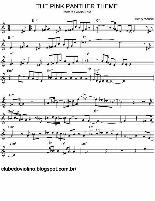 Clube do Violino: Pantera Cor de Rosa Tema - Violino