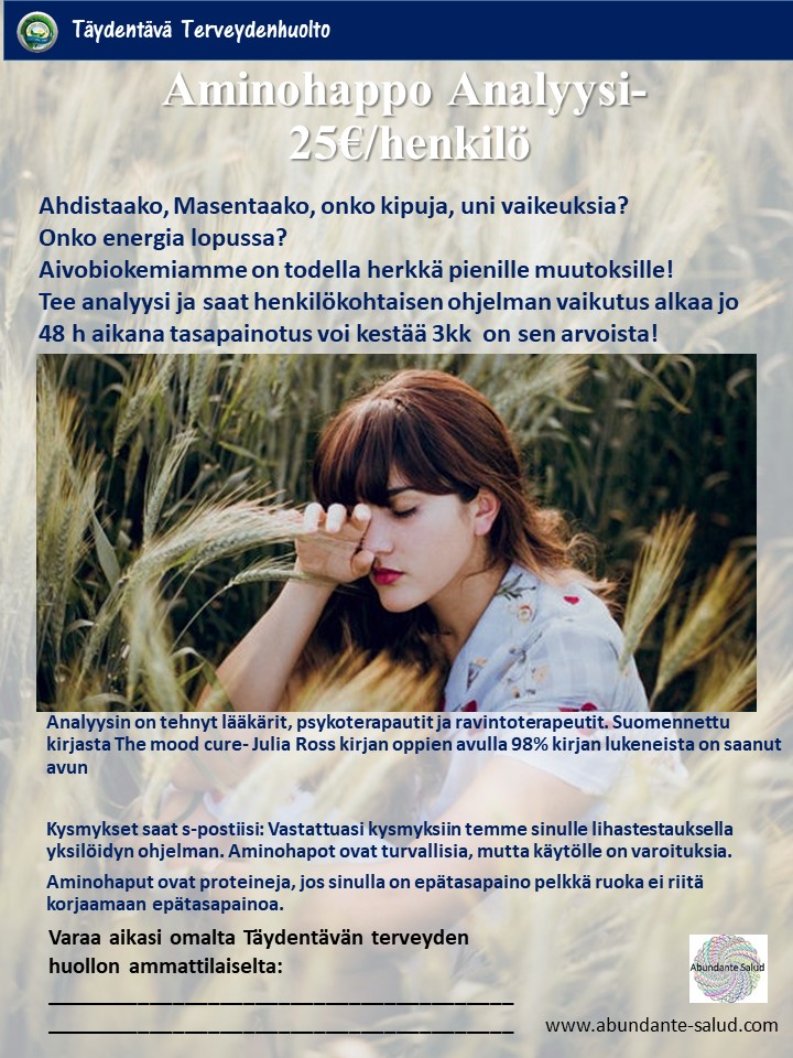 Abundante Salud (Runsaasti Terveyttä): Sinulle Aminohappo Analyysi
