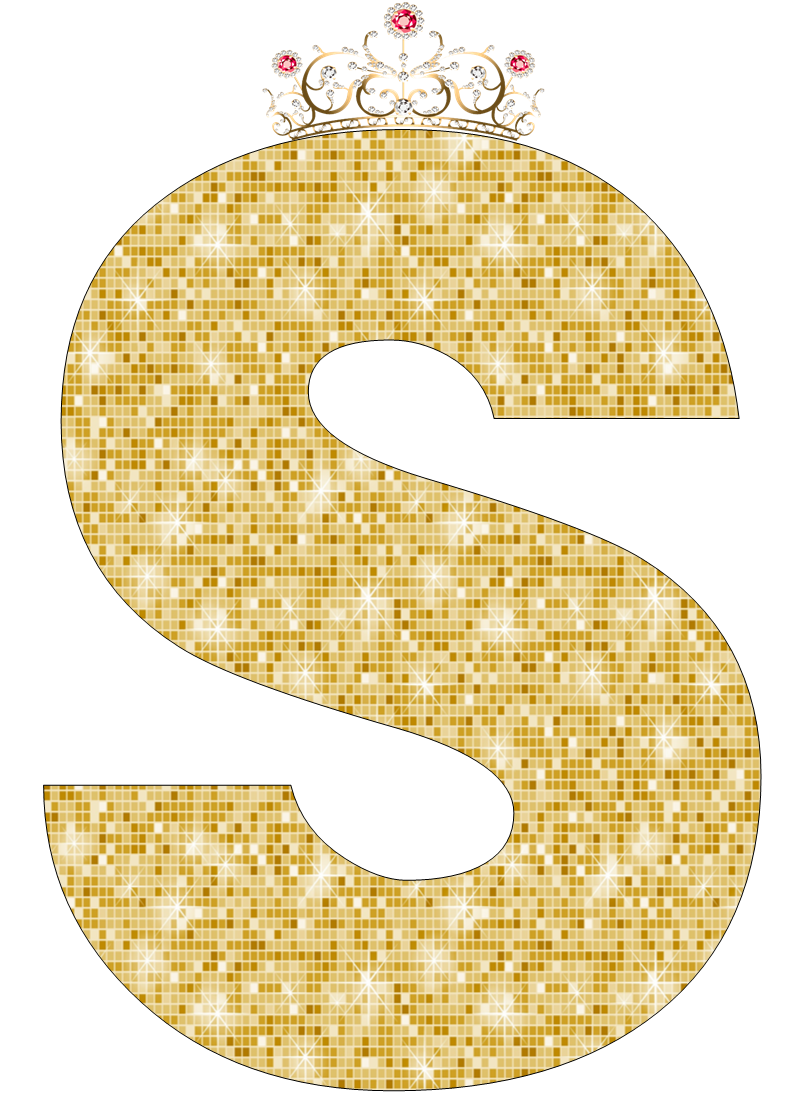 Abecedario de Corona con Fondo Dorado. Alphabet of Crown with Golden ...