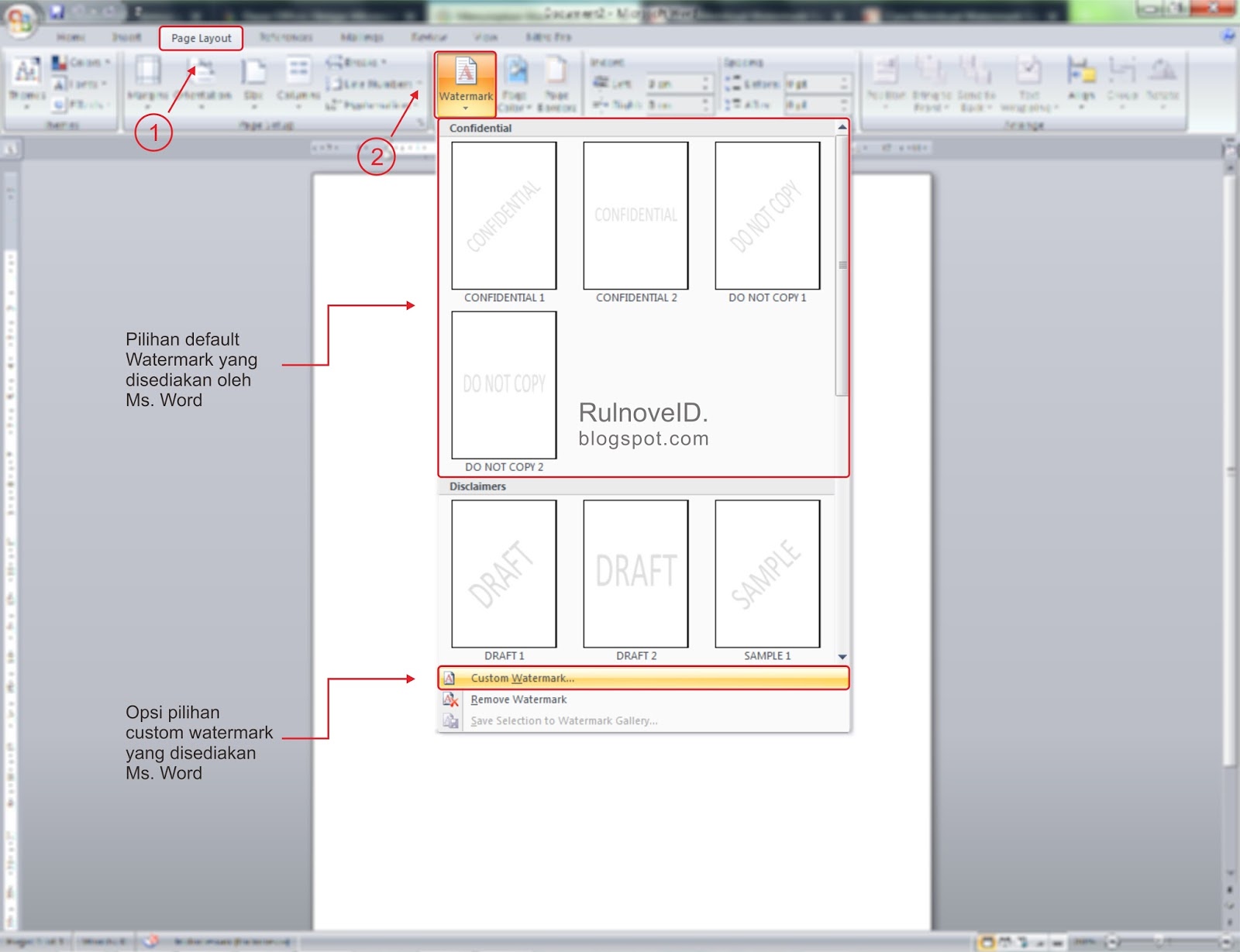 Cara Membuat Watermark Pada Dokumen Ms Word | RulnoveID