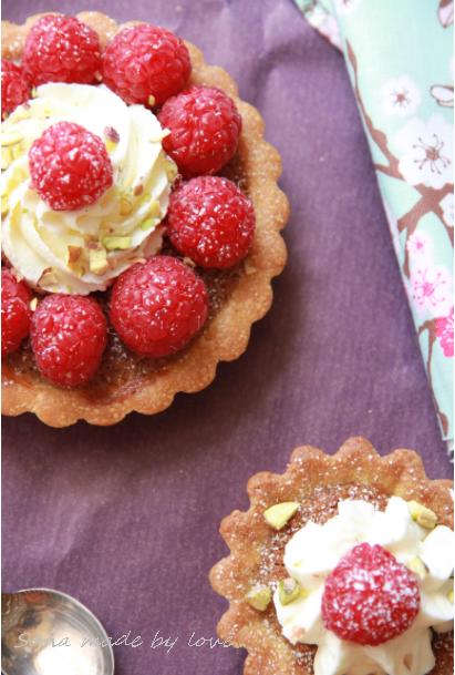 made by love: Raspberry Pistachio Frangipane Tarts With Honey Chantilly....
