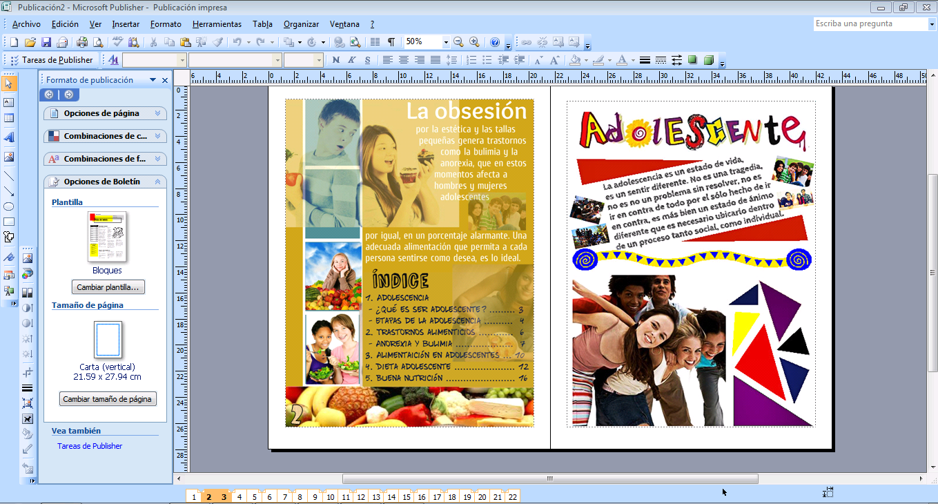 La mejor cultura son tus raíces: Trabajo en Publisher: Revista
