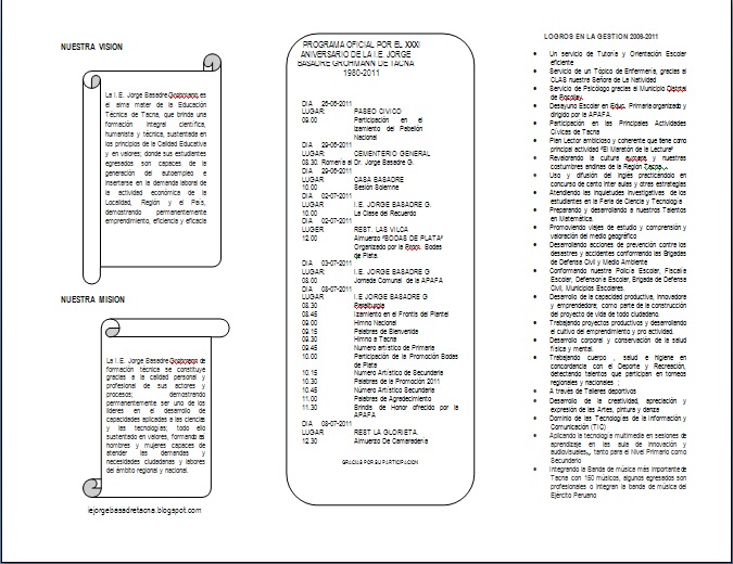 IEJORGEBASADRETACNA: TRIPTICO OFICIAL POR FESTEJOS DEL XXXI ANIVERSARIO DE LA I.E. JORGE BASADRE ...