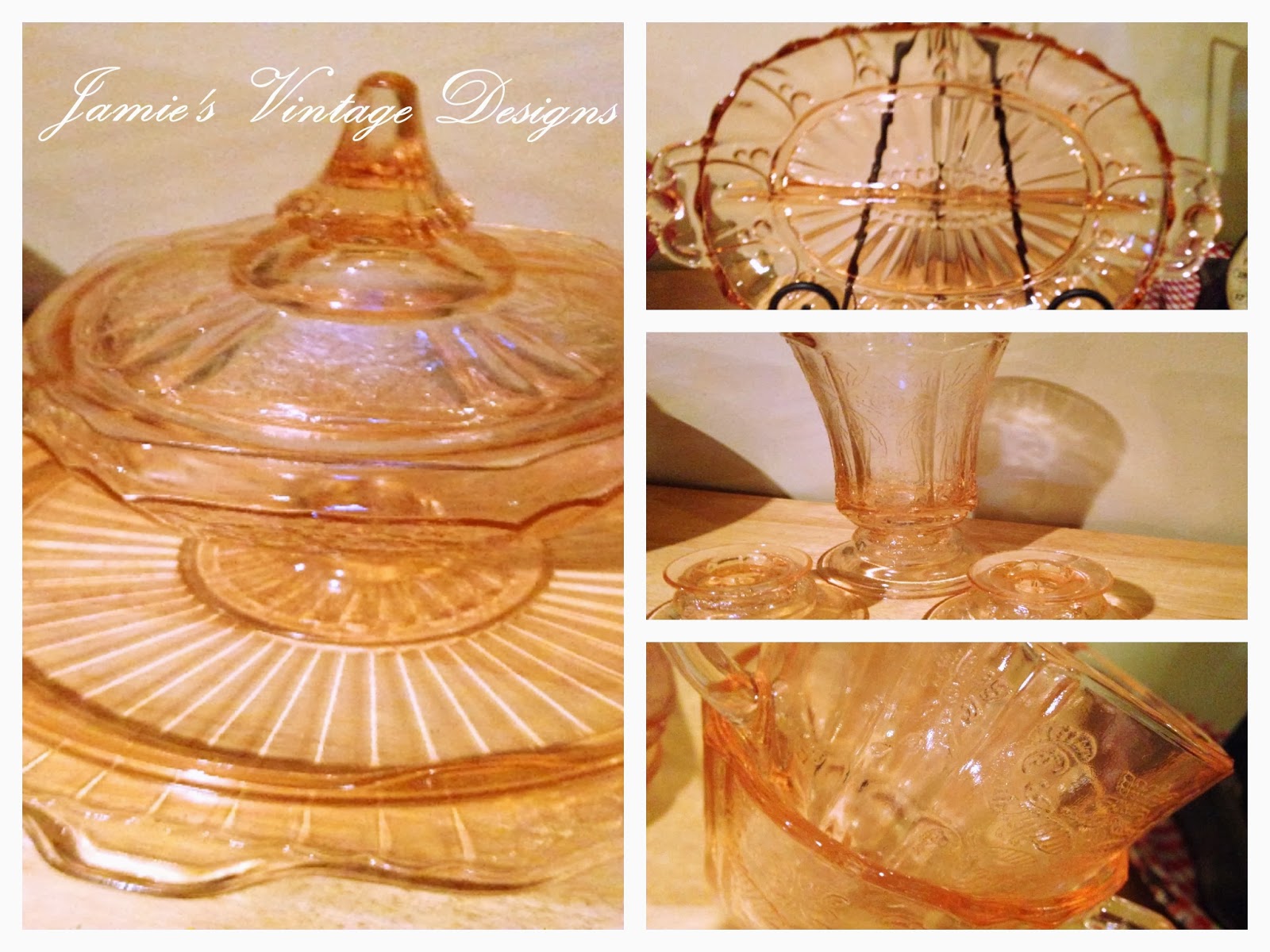 Jamie's Vintage Designs: Pink Depression Glass Collection and Patterns