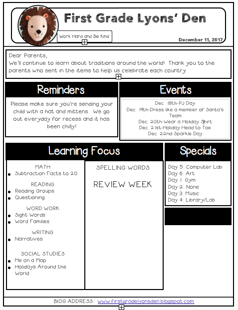 First Grade Lyons' Den: 2017