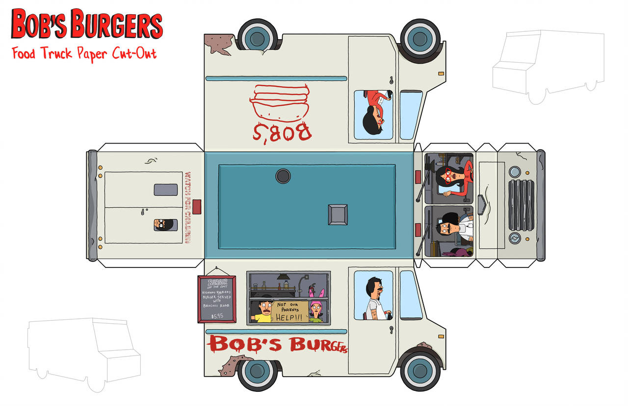 SP. Papel Modelismo: PaperCraft Bob's Burgers food truck