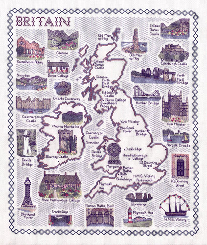 British Patriotic Samplers: Map sampler : Great Britain (modern)