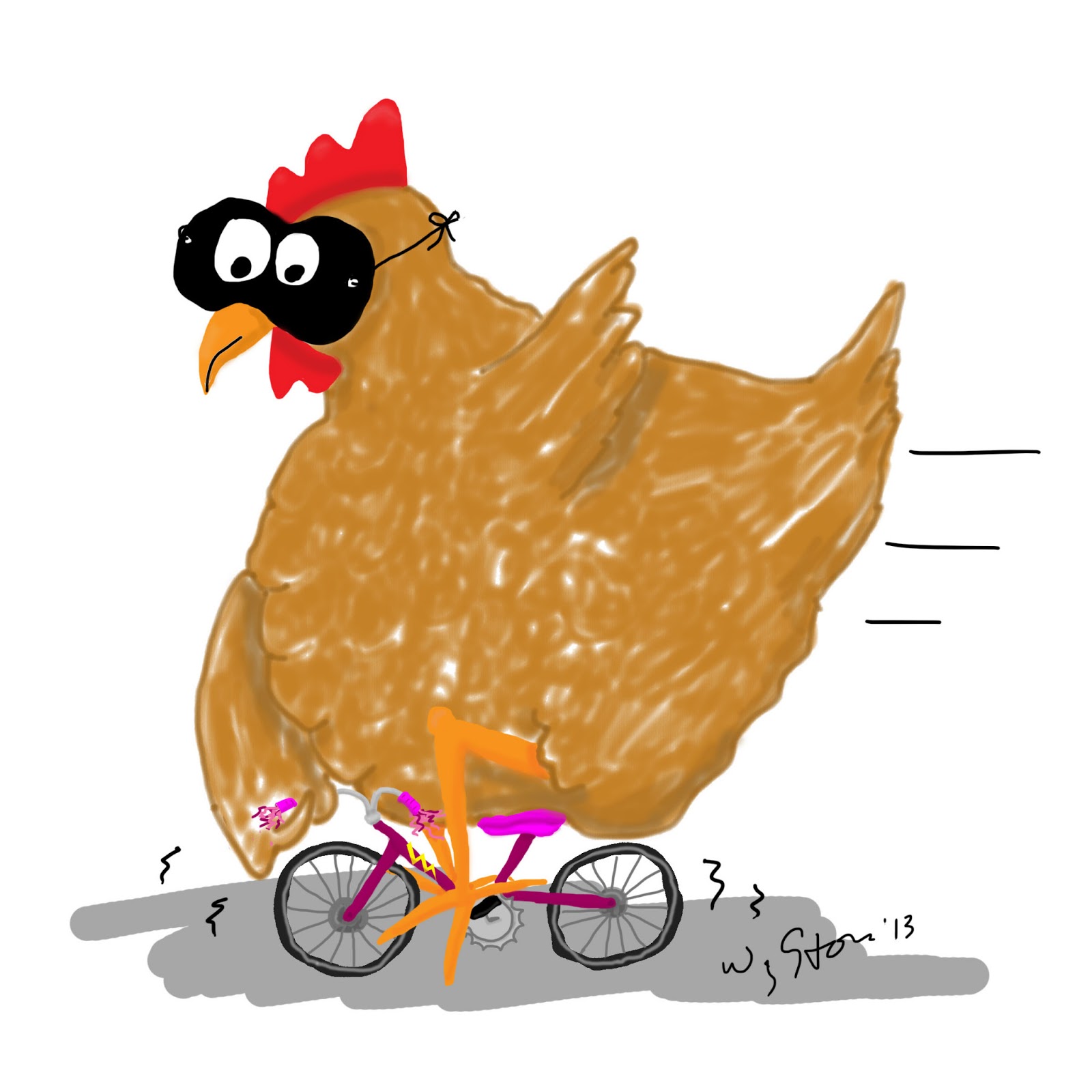 Wendy Caston Art: Did You See a Masked Chicken on a Bicycle?