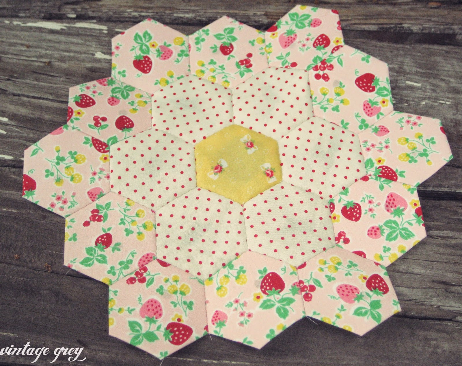 vintage grey: hexies and patchwork