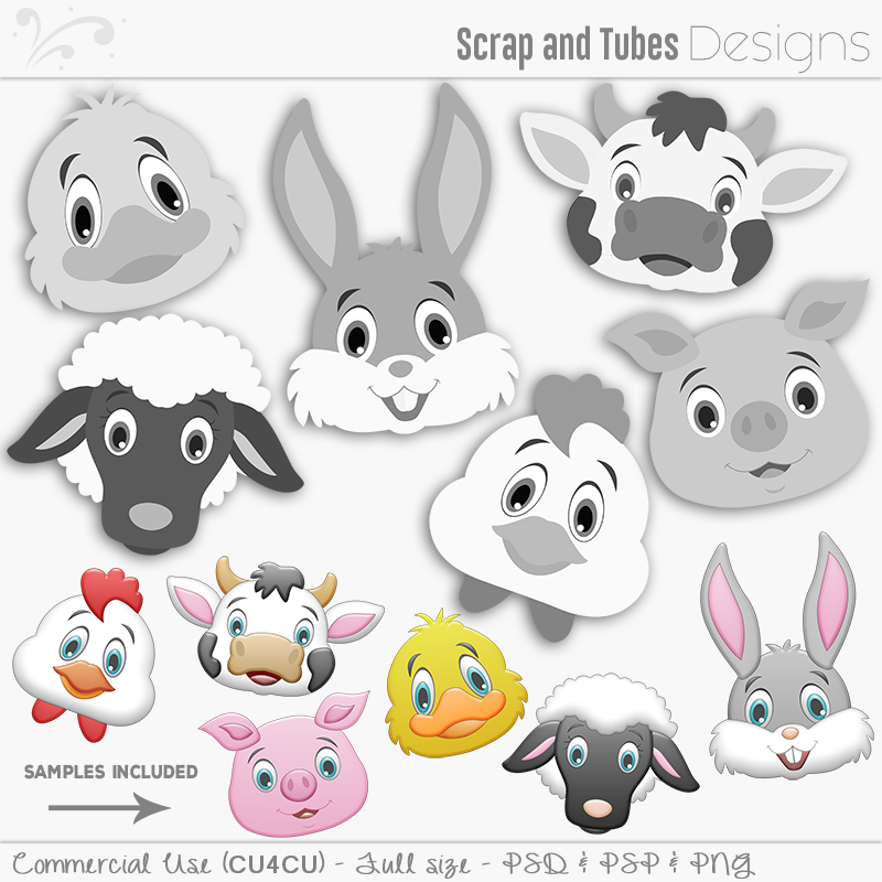 IN STORES ~ Cute Animal Faces Templates | Scrap and Tubes Designs