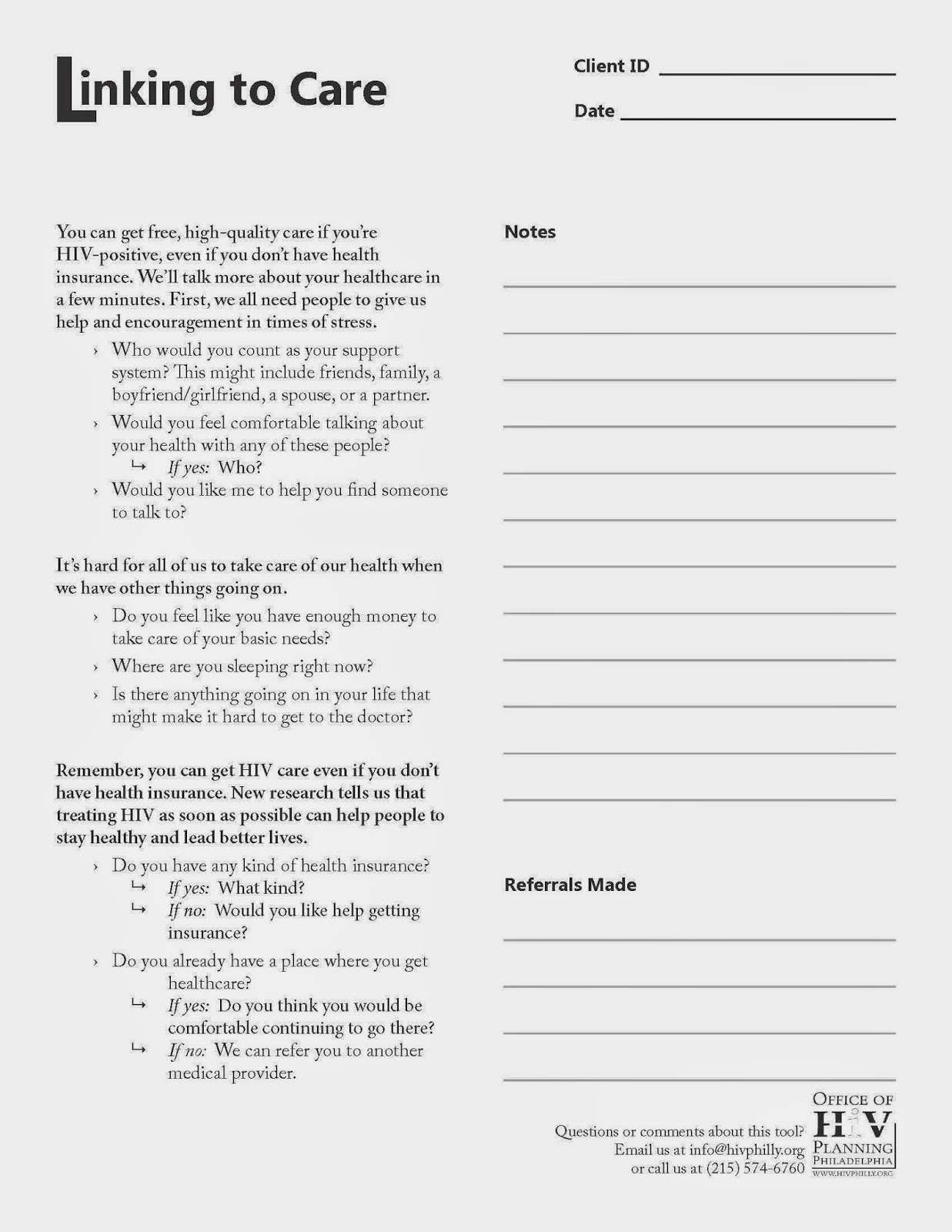Office of HIV Planning: Linking Clients to Care: A New Tool