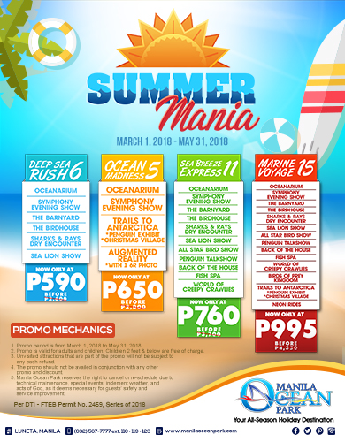 Manila Shopper: Manila Ocean Park Summer Mania Promo: March to May 2018