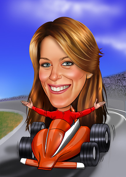 Female F1 Driver Caricature