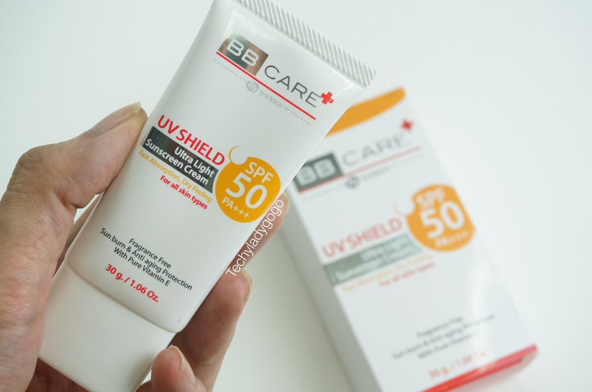 [REVIEW] BB CARE UV SHIELD SPF50 PA+++ รีวิวครีมกันแดดเนื้อเนียนนุ่มจาก บีบีคลินิค | TechyLadyGogo