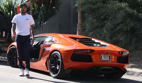 Chris Brown and his Lamborghini Aventador - Garage Car