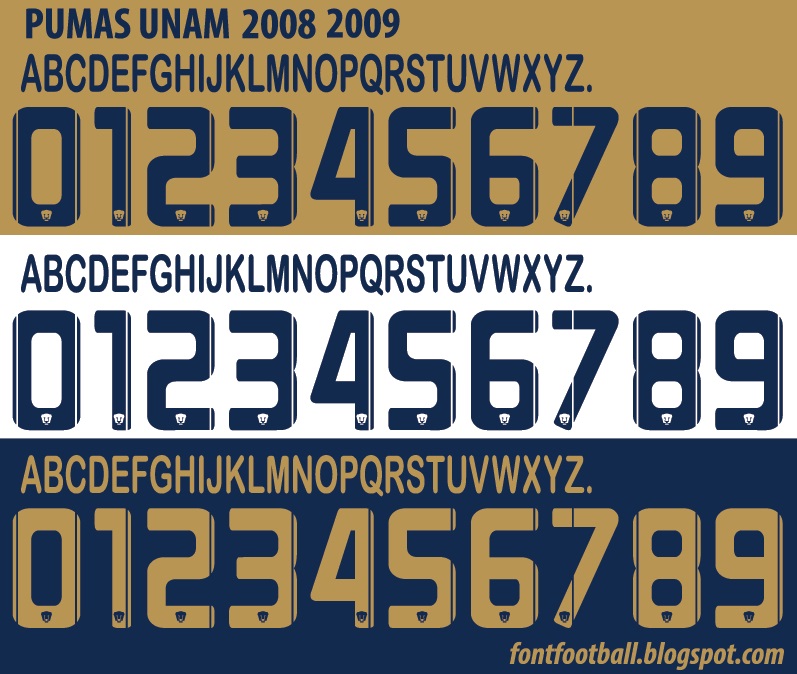 FONT FOOTBALL: Font Vector Pumas UNAM 2008 2009 kit
