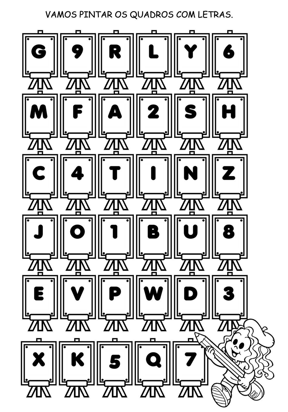 Quadro com letras - atividade ~ Atividade para imprimir