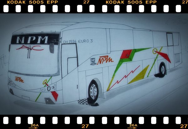 sketsa tangan: sketsa bus