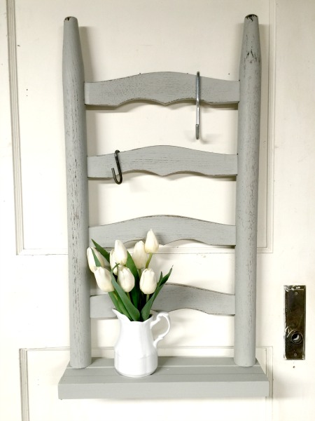 Repurposed Ladder Back Chair Shelf