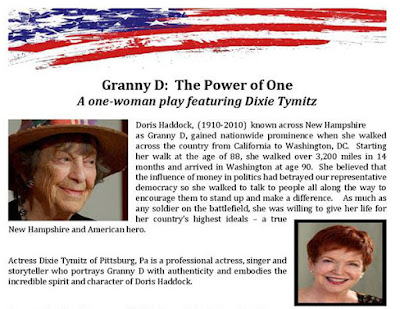 Granny D. The Power Of One- One-Woman Play By Dixie Tymitz - Farmington ...