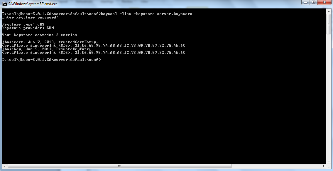 Enable SSL in jboss with self-signed or test certificate