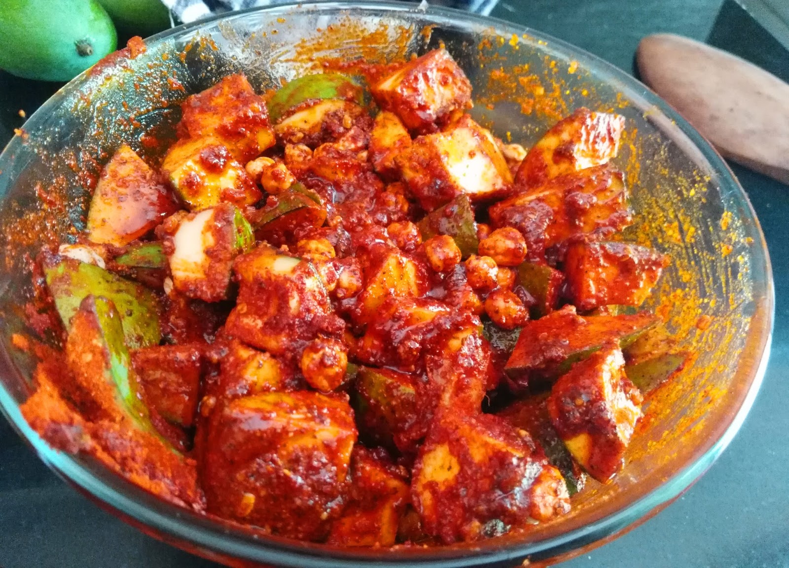 Andhra Avakai Pickle (Cut Raw Mango Pickle) - Bhojana Recipes