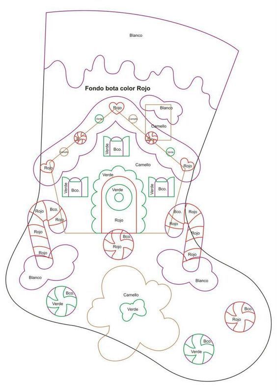 10 Moldes para hacer bonitas botas navideñas en fieltro ~ lodijoella