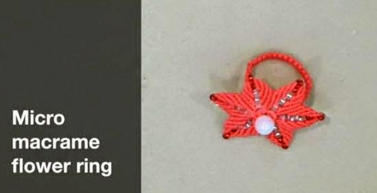 Crochet et Broderie: Micro macrame flower ring