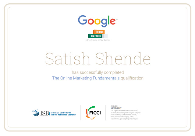 Satish Shende Certificates