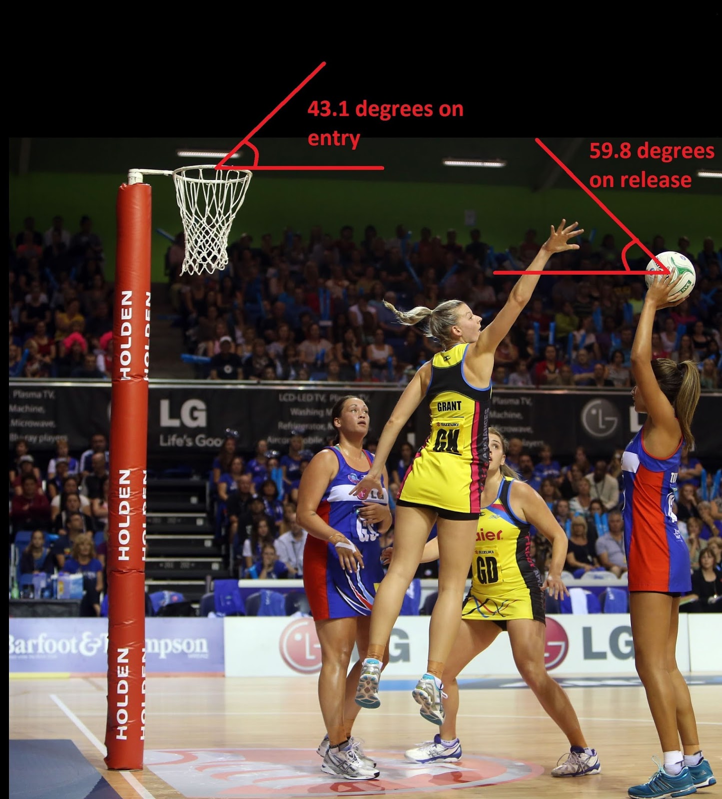 What biomechanical principals underpin the netball shot?