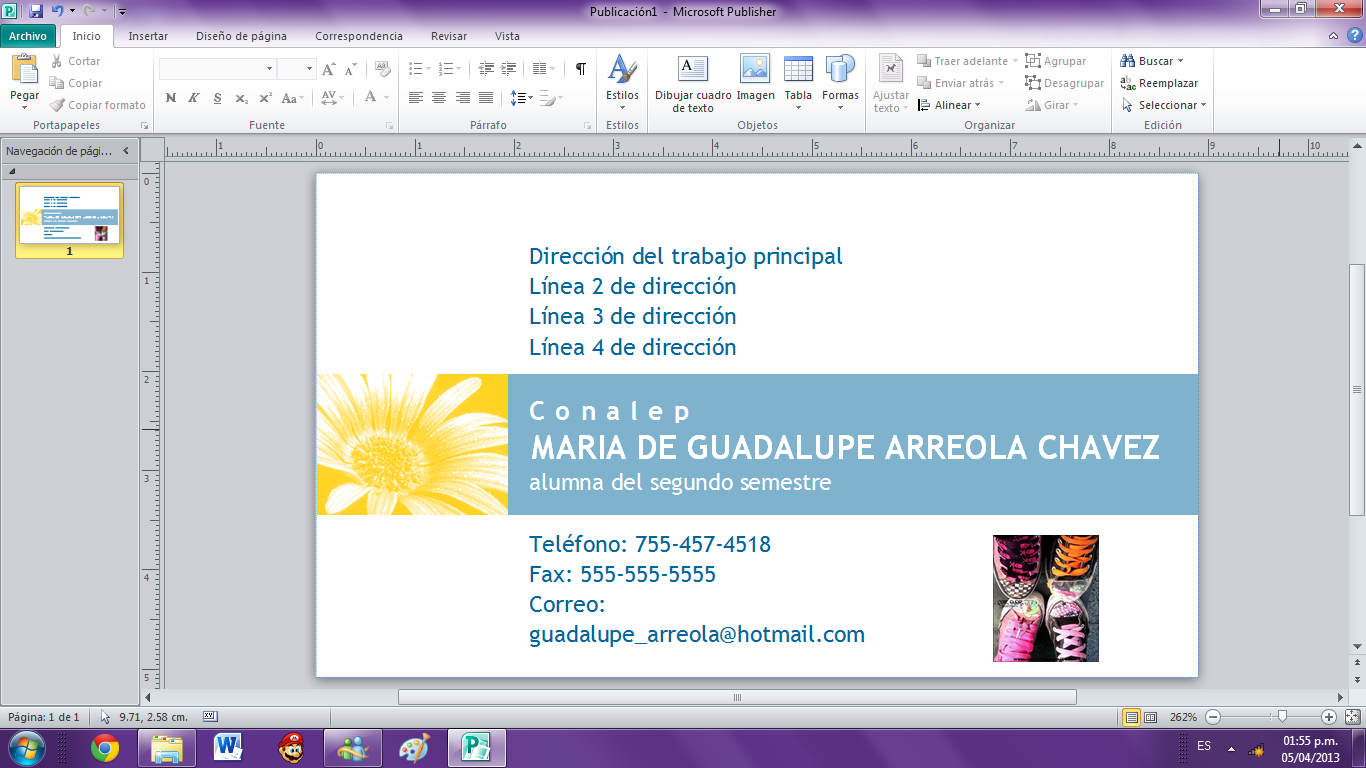 Tarjeta de presentacion publisher - Imagui