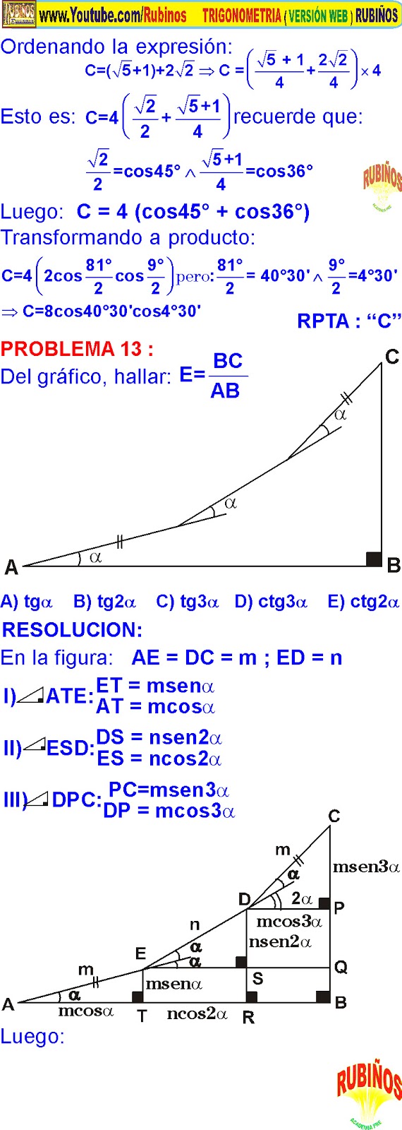 Transformaciones trigonométricas preguntas resueltas