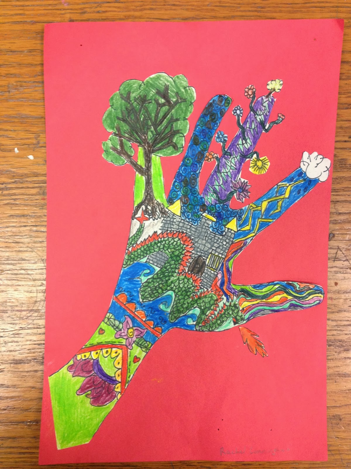 6th Grade Art: Textured Hands: Inspired by Burton Pipe Gloves